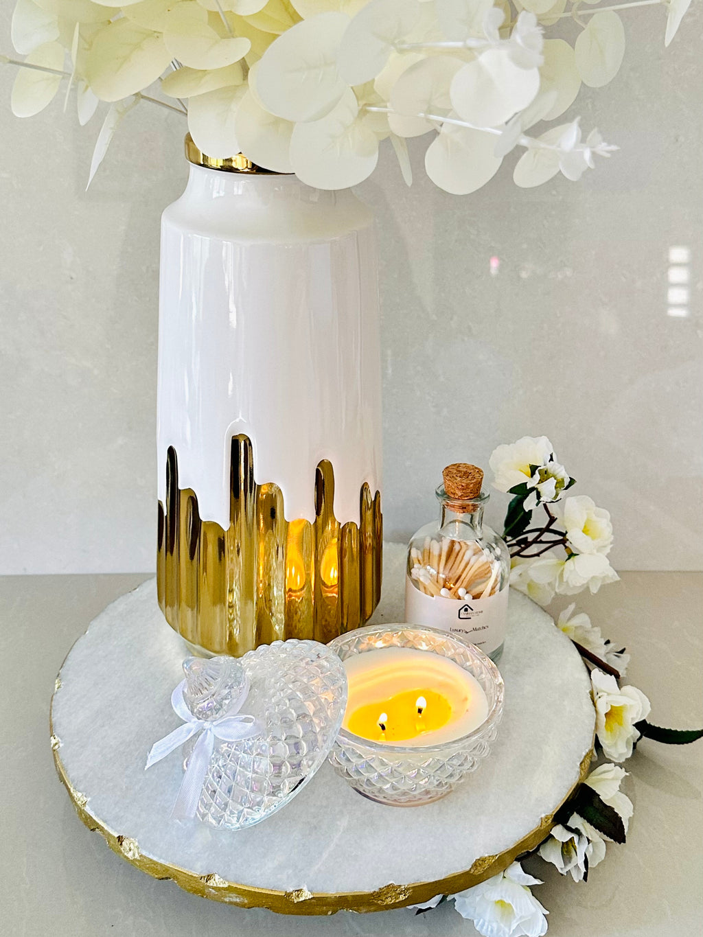 Luxury Round Marble Tray with Gold edge – FANISHA HOME PTY LTD