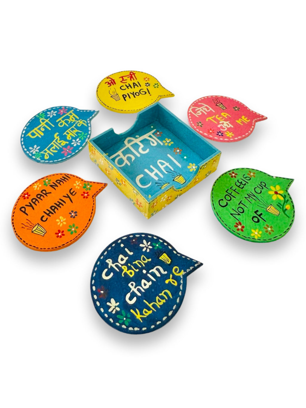 HAND PAINTED DESI POP COASTERS – FANISHA HOME PTY LTD